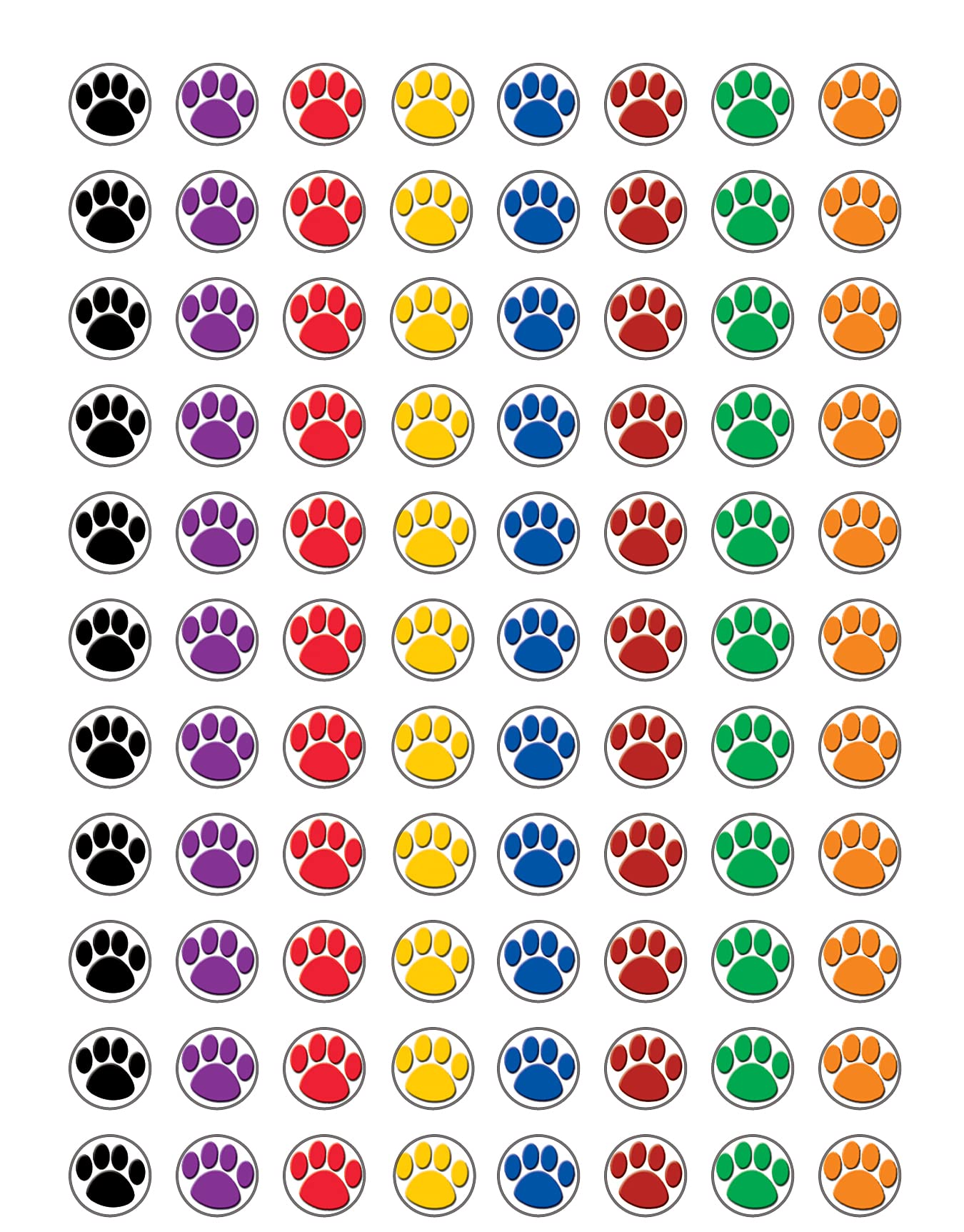 Teacher Created Resources Colorful Paw Prints Mini Stickers Value Pack (4742) 3/8 in