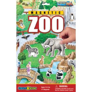 create-a-scene — zoo magnetic playset — portable mess-free magnet activities — for ages 3+