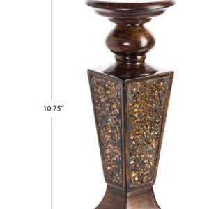 Creative Scents Schonwerk Pillar Candle Holder Set of 2- Crackled Mosaic Design- Functional Table Decorations- Centerpieces for Dining/Living Room- Best Wedding Gift (Brown)