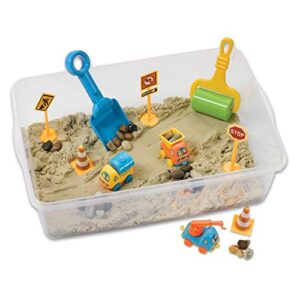 creativity for kids sensory bin: construction zone playset - preschool learning activities, excavator toys for boys ages 3-5+, outdoor toys and gifts for kids