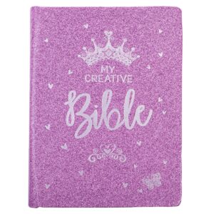 esv holy bible, my creative bible for girls, hardcover w/ribbon marker, illustrated coloring, journaling and devotional bible, english standard version, purple glitter