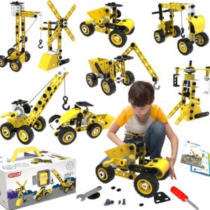 stem toys for 5 6 7 8 9+ year old building block kit stem activities projects boy toys age 4-8 5-7 6-8 8-10 creative set educational engineering excavator construction birthday fun christmas idea gift