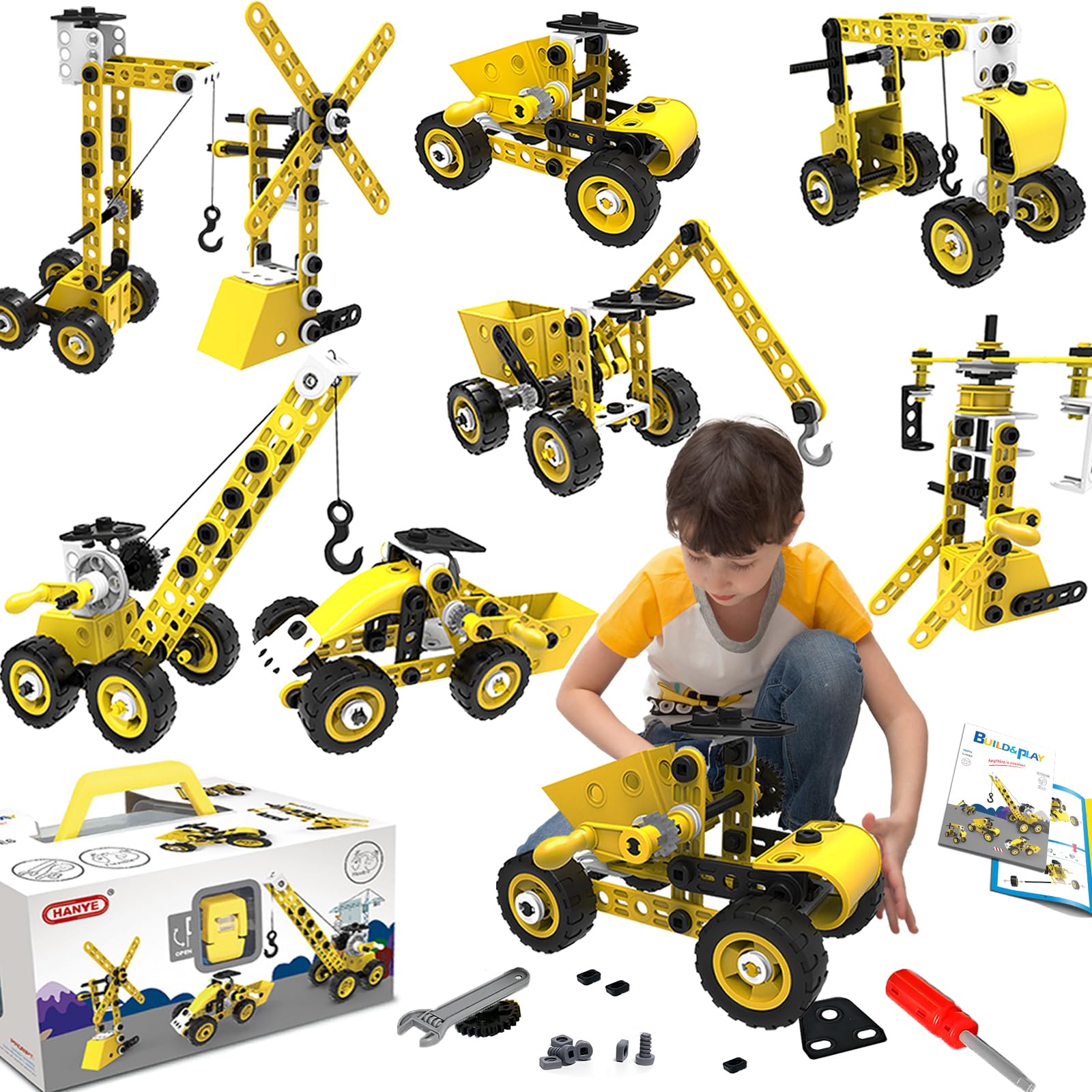 Stem Toys For 5 6 7 8 9+ Year Old Building Block Kit Stem Activities Projects Boy Toys Age 4-8 5-7 6-8 8-10 Creative Set Educational Engineering Excavator Construction Birthday Fun Christmas Idea Gift