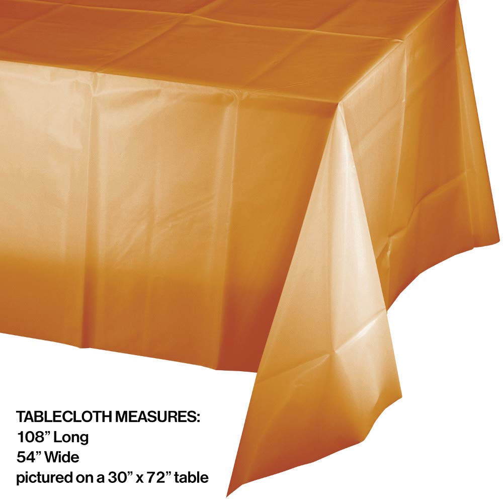 Creative Converting Pumpkin Spice Orange Plastic Tablecloths, 3 ct