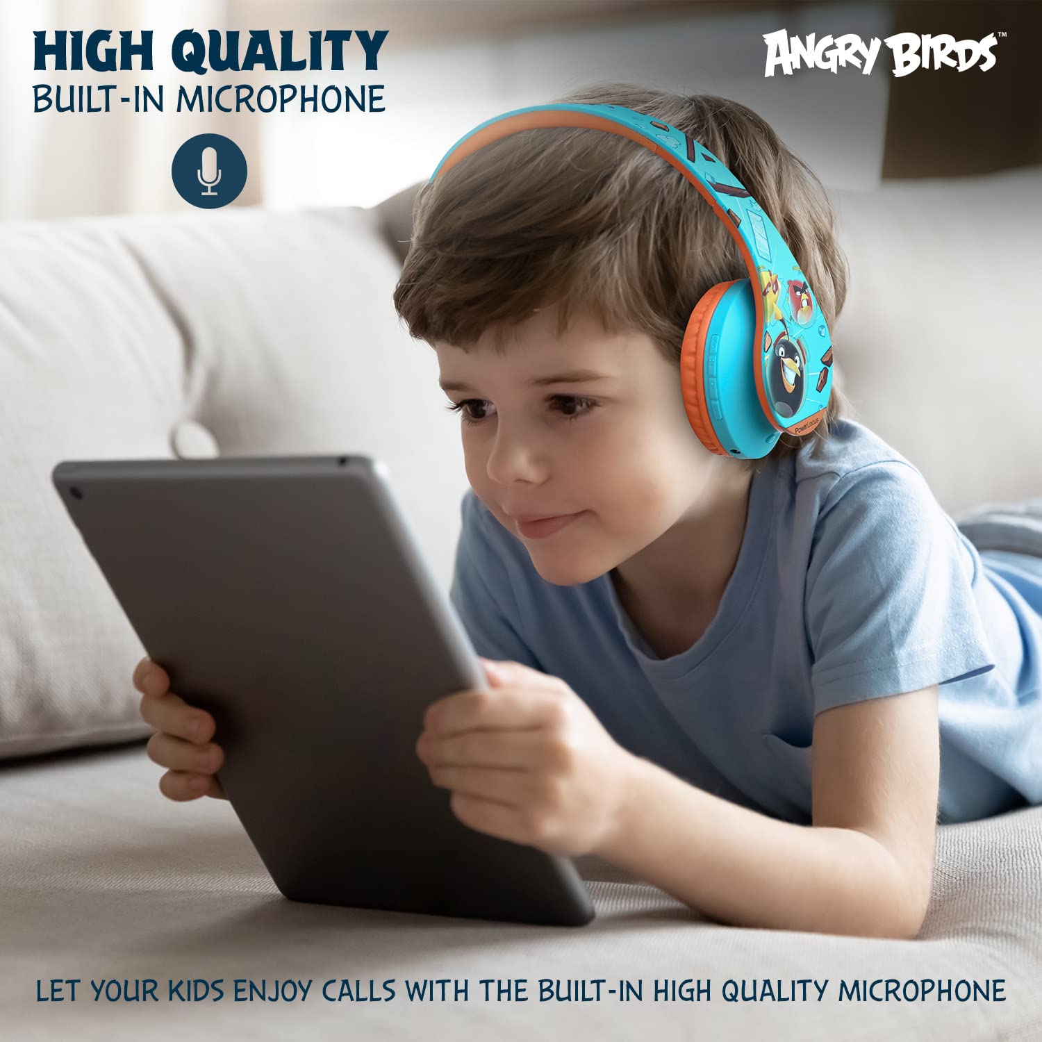 PowerLocus Kids Headphones Angry Birds Edition, Wireless Kids Headphones, 85dB Volume Limited, Foldable Bluetooth Headphones with Case, Wired and Micro SD mode, Built-in Mic for Phone/iPad/School