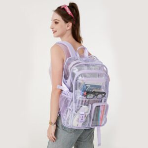 abshoo Large Clear Backpack For Girls Women School Bookbag Heavy Duty Transparent Backpack (Purple)