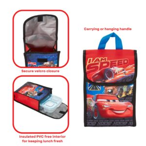 Disney Pixar Cars Backpack Set for Kids, 16 inch Lightning McQueen Backpack with Lunch Bag and Water Bottle