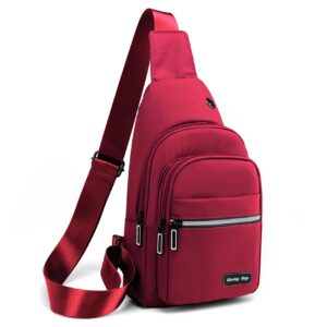 seoky rop sling bag crossbody backpack for men women small chest shoulder bag for travel hiking daypack red