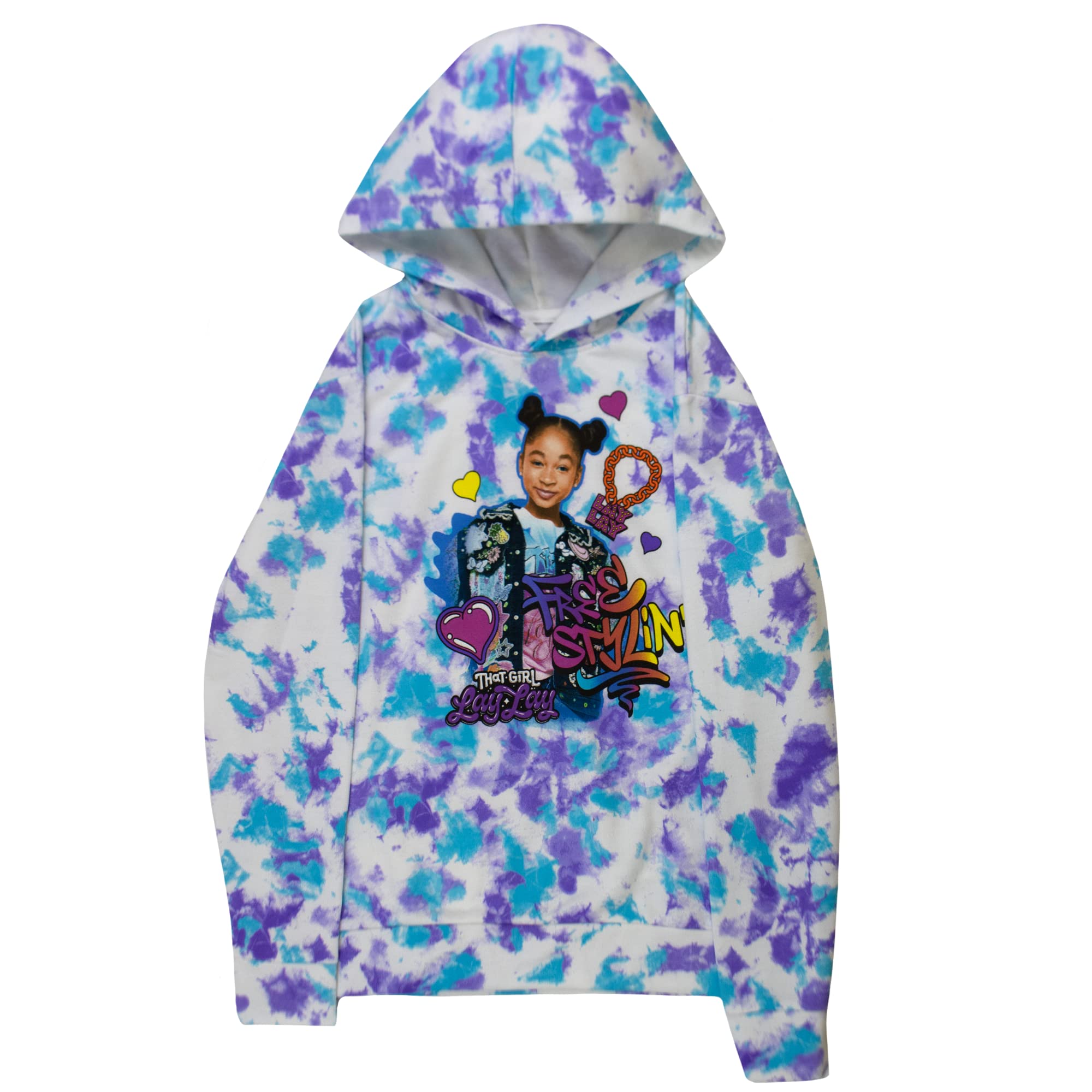 Nickelodeon That Girl Lay Lay Hoodie and T-Shirt Combo 2-Pack for Girls, Girls Hooded Sweatshirt and Tee Bundle Set (Tye Dye/Purple, Size 14/16)