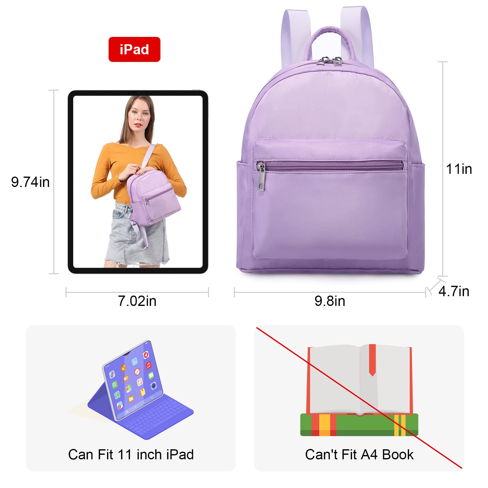 LOVEVOOK Mini Backpack for Women Purple Small Casual Backpack Fashion Bag Lightweight