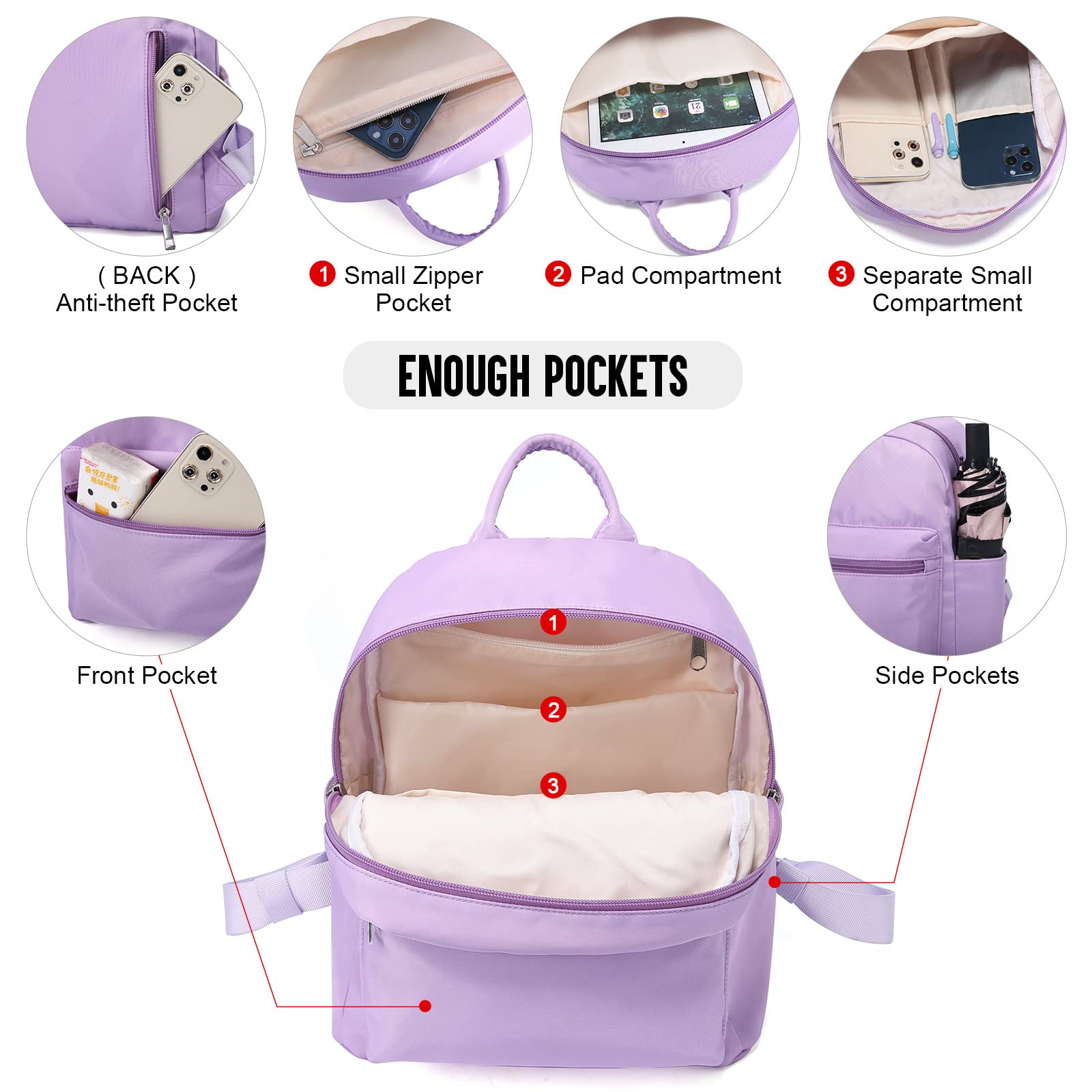 LOVEVOOK Mini Backpack for Women Purple Small Casual Backpack Fashion Bag Lightweight