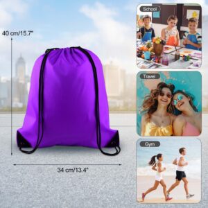 KUUQA 40Pcs Purple Drawstring Backpack Bag Bulk Sack Drawstring Bags Bulk String Bags Storage Bags for Sport Gym Traveling