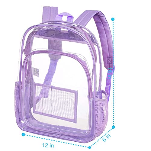 AGSDON Clear Backpack, Heavy Duty Transparent Bookbag, See Through PVC Backpacks for Women - Purple