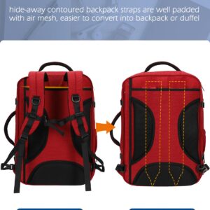 Hynes Eagle 44L Carry on Backpack Airline Approved Travel Backpack for Men Women Large Laptop Backpack 17 inch Nylon Backpack Overnight Weekender Bag Red