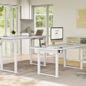 FEZIBO Standing Desk 4 Legs with Dual Motors, 63x29 Electric Standing Desk Adjustable Height with Strong stability, Stand up Desk with Whole-Piece Tabletop, White（2 Packeges）