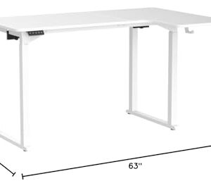 FLEXISPOT Dual Motor 4 Legs L Shaped Standing Desk Corner Desk Computer Electric Sit Stand Up Desk Height Adjustable Desk Home Office Table with Splice Board, 63x43 White