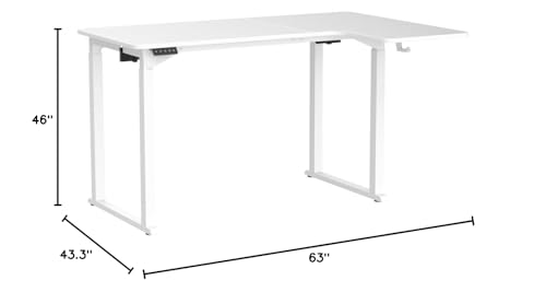 FLEXISPOT Dual Motor 4 Legs L Shaped Standing Desk Corner Desk Computer Electric Sit Stand Up Desk Height Adjustable Desk Home Office Table with Splice Board, 63x43 White