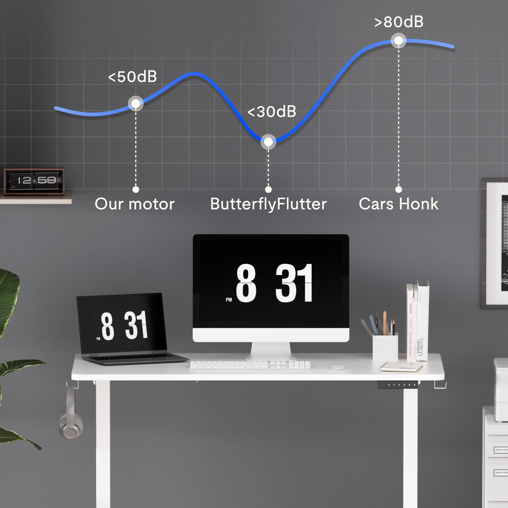 FLEXISPOT Electric Stand Up Desk Workstation 40 x 24 Inches Whole-Piece Desktop Ergonomic Height Adjustable Standing Desk (White Frame + 40" White Desktop)