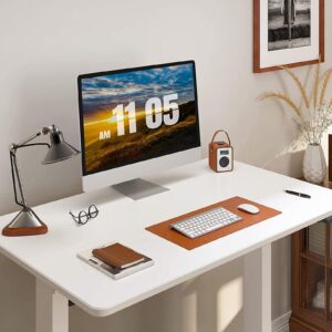 FLEXISPOT Electric Stand Up Desk Workstation 40 x 24 Inches Whole-Piece Desktop Ergonomic Height Adjustable Standing Desk (White Frame + 40" White Desktop)