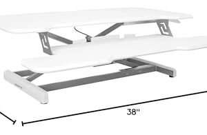 Mount-It! Height Adjustable Stand Up Desk Converter, 38” Wide Tabletop Standing Desk Riser with Gas Spring Desktop Standing Desk with Keyboard Tray Fits Two Monitors, White