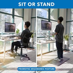 Mount-It! Height Adjustable Stand Up Desk Converter, 38” Wide Tabletop Standing Desk Riser with Gas Spring Desktop Standing Desk with Keyboard Tray Fits Two Monitors, White