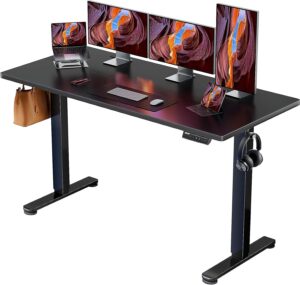 ergear height adjustable electric standing desk, 63x 28 inches sit stand up desk, large memory computer home office desk (black)