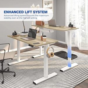 FLEXISPOT Standing Desk Quick Assembly Electric Adjustable with 48 x 24 Inches Whole-Piece Desktop Ergonomic Memory Controller Stand Up Desk(White Frame + 48" Grey Wood Grain)