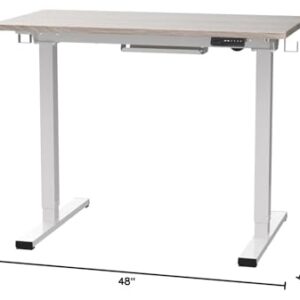 FLEXISPOT Standing Desk Quick Assembly Electric Adjustable with 48 x 24 Inches Whole-Piece Desktop Ergonomic Memory Controller Stand Up Desk(White Frame + 48" Grey Wood Grain)