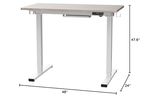 FLEXISPOT Standing Desk Quick Assembly Electric Adjustable with 48 x 24 Inches Whole-Piece Desktop Ergonomic Memory Controller Stand Up Desk(White Frame + 48" Grey Wood Grain)