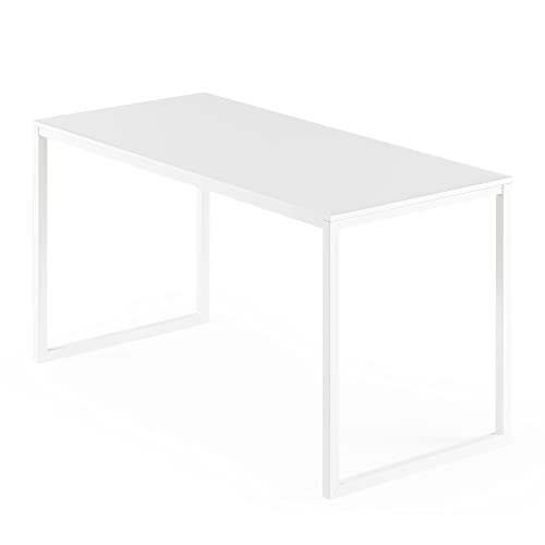 ZINUS Jennifer 55 Inch White Frame Desk / Computer Workstation / Office Desk / Easy Assembly, White