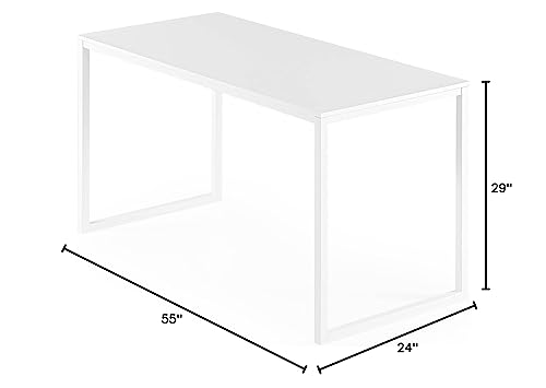 ZINUS Jennifer 55 Inch White Frame Desk / Computer Workstation / Office Desk / Easy Assembly, White