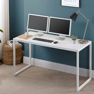 ZINUS Jennifer 55 Inch White Frame Desk / Computer Workstation / Office Desk / Easy Assembly, White