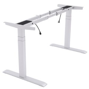 topsky dual motor 3 stage electric adjustable standing desk frame heavy duty 300lb load capacity for home office (white frame only)