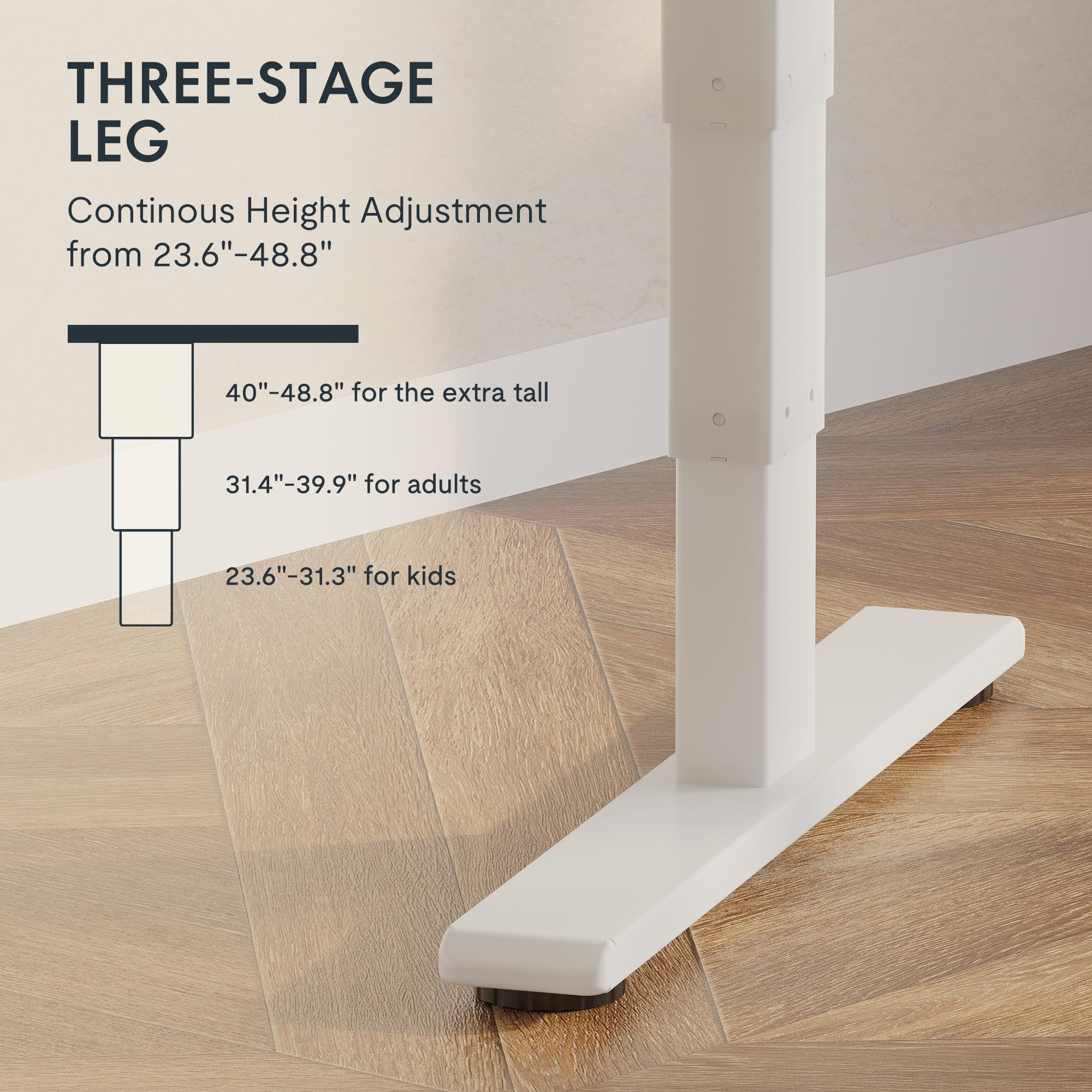 FLEXISPOT E6 Essential 3 Stages Dual Motor Electric Standing Desk 55x28 Inch Whole-Piece Board Height Adjustable Desk Electric Sit Stand Desk(White Frame + Maple Desktop, 2 Packages)