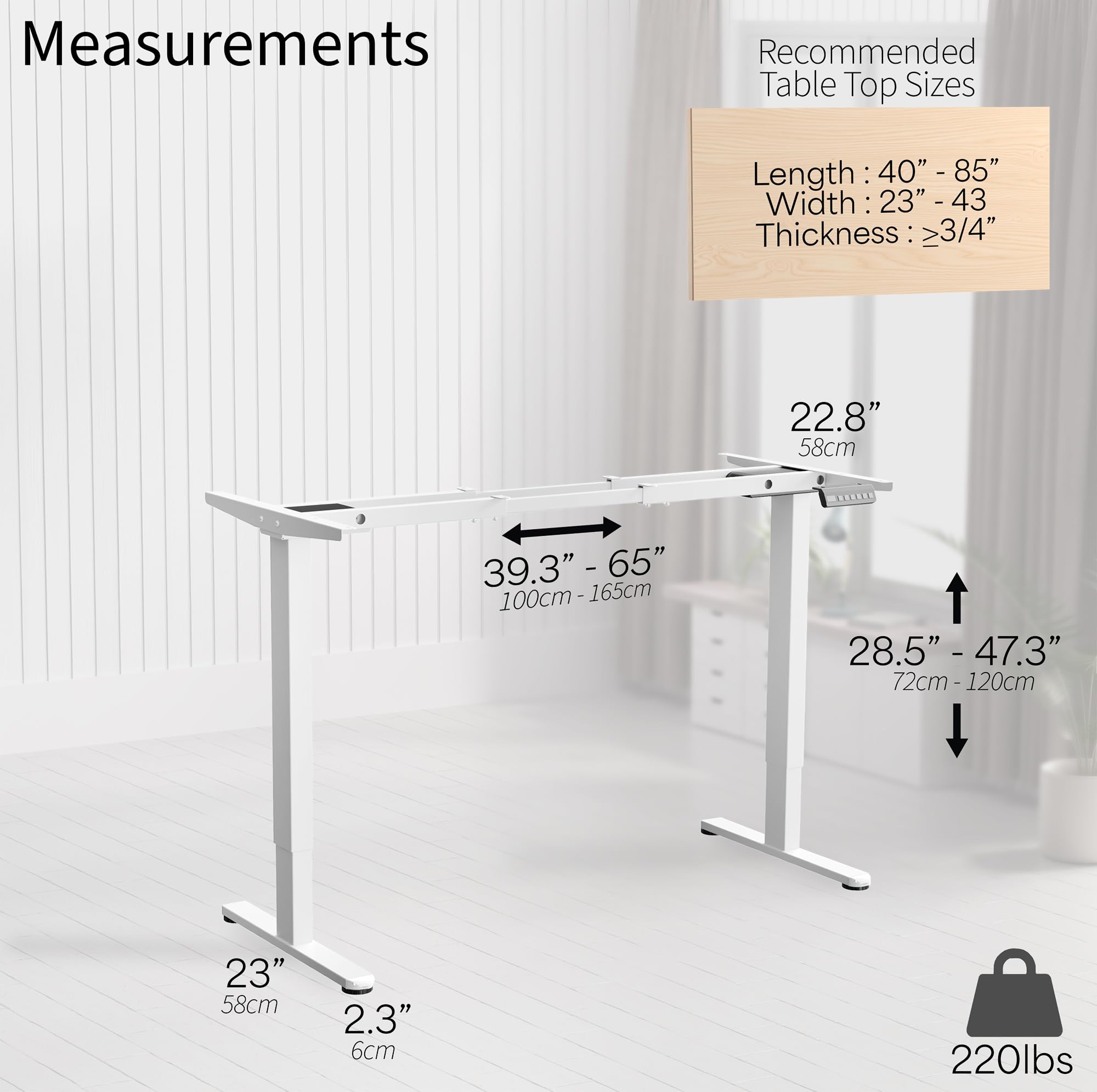 VIVO Electric Stand Up Desk Frame, DIY Workstation, Frame Only, Dual Motor Ergonomic Standing Height Adjustable Base with Memory Controller, White, DESK-E-200W