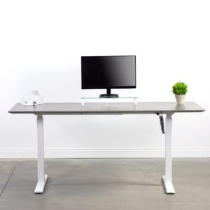 VIVO White Manual Height Adjustable Stand Up Desk Frame with Hand Crank System, Ergonomic Standing 2 Leg Workstation, DESK-V101MW