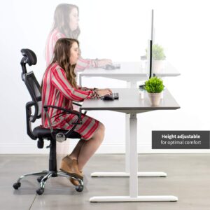 VIVO White Manual Height Adjustable Stand Up Desk Frame with Hand Crank System, Ergonomic Standing 2 Leg Workstation, DESK-V101MW