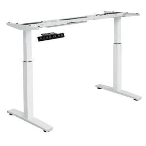 Tangkula Dual Motor Electric Standing Desk Frame, Height & Width Adjustable Motorized Sit Stand Desk Base, Ergonomic Standing Up Workstation w/Memory Controller (White)