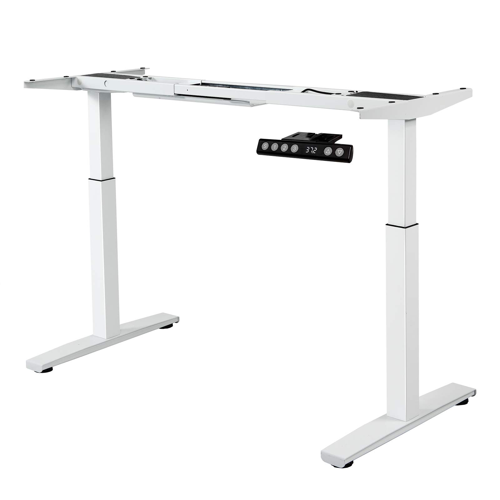 Tangkula Dual Motor Electric Standing Desk Frame, Height & Width Adjustable Motorized Sit Stand Desk Base, Ergonomic Standing Up Workstation w/Memory Controller (White)