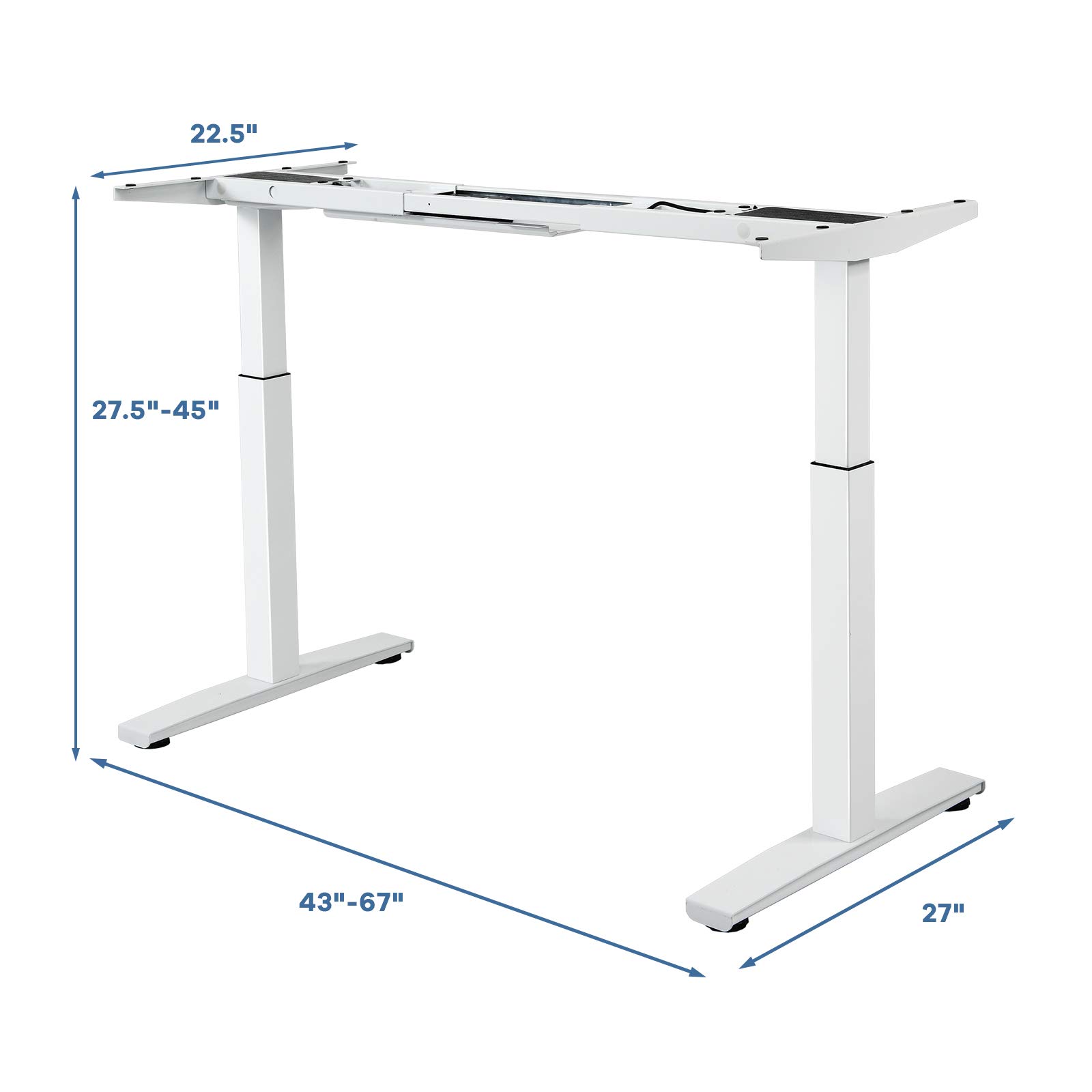 Tangkula Dual Motor Electric Standing Desk Frame, Height & Width Adjustable Motorized Sit Stand Desk Base, Ergonomic Standing Up Workstation w/Memory Controller (White)