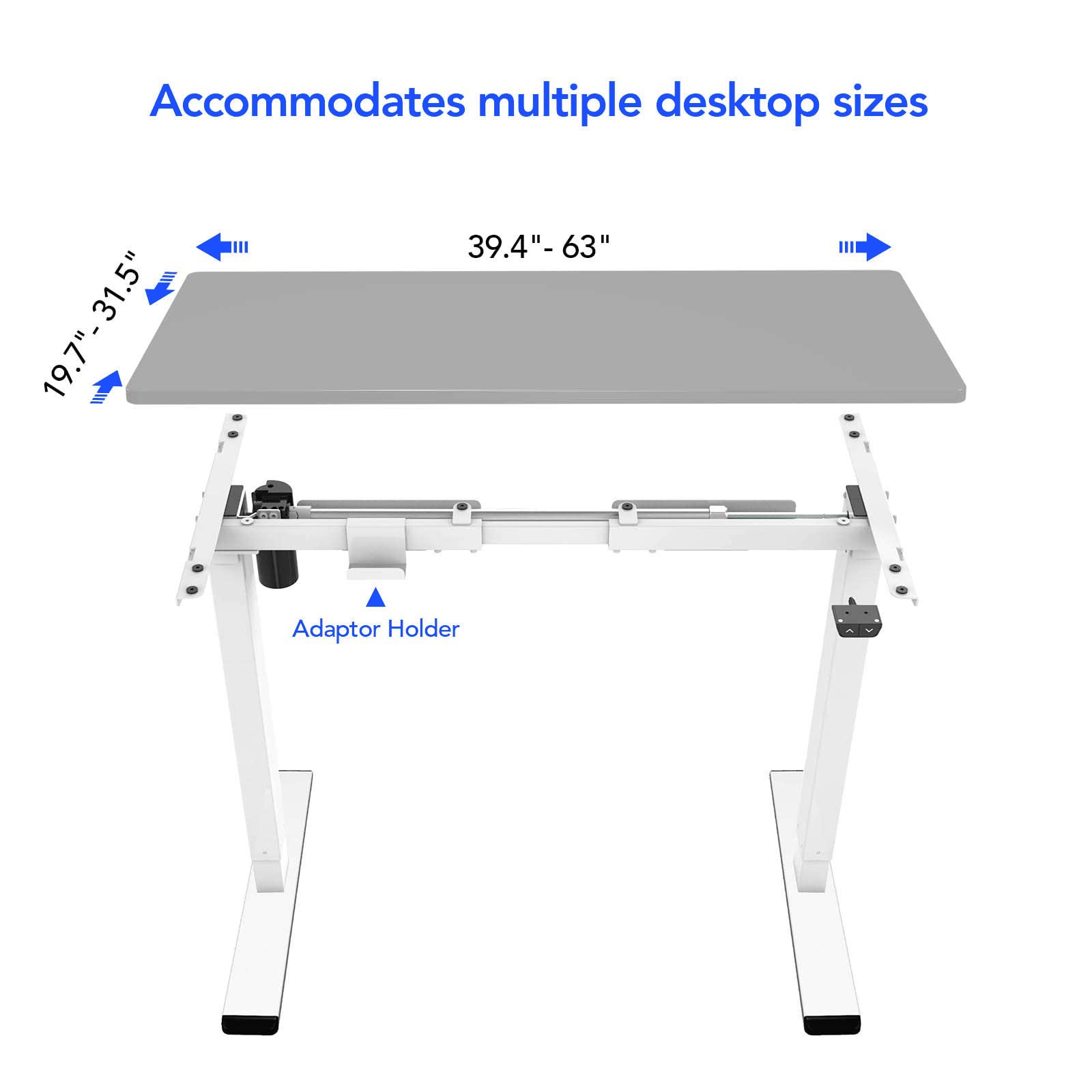 FLEXISPOT DIY Height Adjustable Standing Desk Frame Electric Sit Stand Desk Base, Home Office Stand up Desk Leg (White Frame Only)