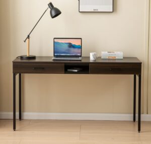 aerkenga 55 inch desk with drawers large size home office desk for bedroom office use desk with storage vanity makeup desk drawer desk easy install, black