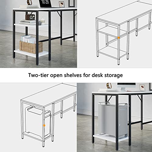 CubiCubi L Shaped Desk with Hutch, 66" Corner Computer Desk with Drawer,Home Office Gaming Table Workstation with Storage Bookshelf, White