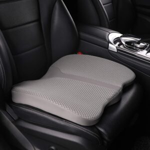 larrous car seat cushion - comfort memory foam seat cushion for car seat driver, tailbone (coccyx) pain relief, car seat cushions for driving (gray)