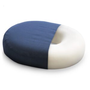 dmi seat cushion donut pillow and chair pillow for tailbone pain relief, hemorrhoids, prostate, pregnancy, post natal, pressure relief and surgery, 18 x 15 x 3, navy