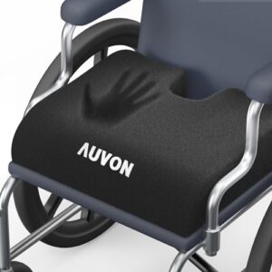 auvon wheelchair seat cushions (18"x16"x3") for sciatica, back, coccyx, pressure sore and ulcer pain relief, memory foam pressure relief cushion with removable strap, breathable & waterproof fabric