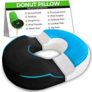 anbocare donut gel sitting pillow - orthopedic memory foam for tailbone pain, hemorrhoid, bed sores, postpartum, prostate, coccyx & sciatica pain