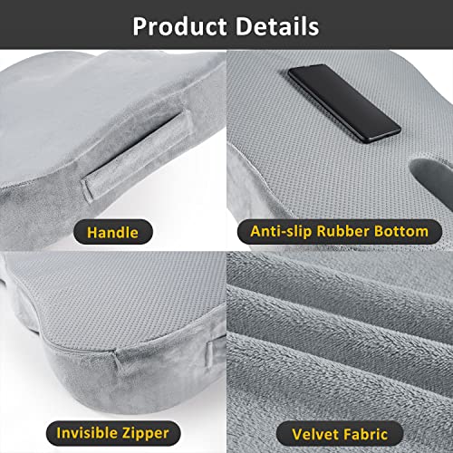 Dreamer Car Large Office Chair Cushions/Chair Pads with Thick Memory Foam - Luxurious Comfort and Support for Extended Sitting (Velvet Cover, Gray)