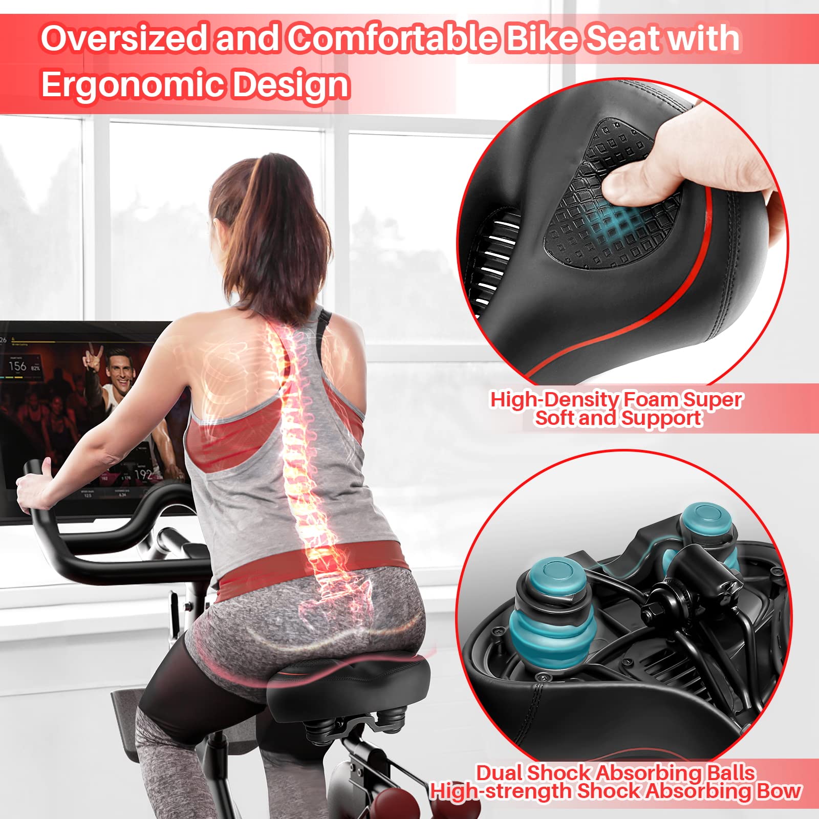 Oversized Bike Seat for Peloton Bike & Bike+, Comfort Seat Cushion Compatible with Peloton, Road or Exercise Bikes, Bicycle Wide Saddle Replacement for Men & Women, Accessories for Peloton