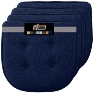 gorilla grip tufted memory foam chair cushions, set of 4 comfortable pads for dining room, slip resistant backing, washable kitchen table, office chairs, computer desk seat pad cushion, 16x17 navy